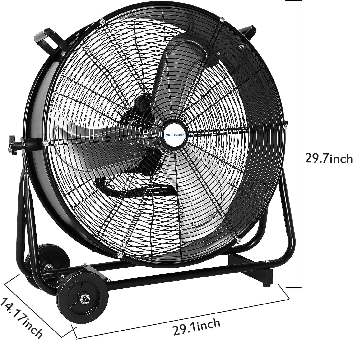 BILT HARD 13000 CFM 30″ High Velocity Drum Fan, 2-Speed Heavy Duty ...