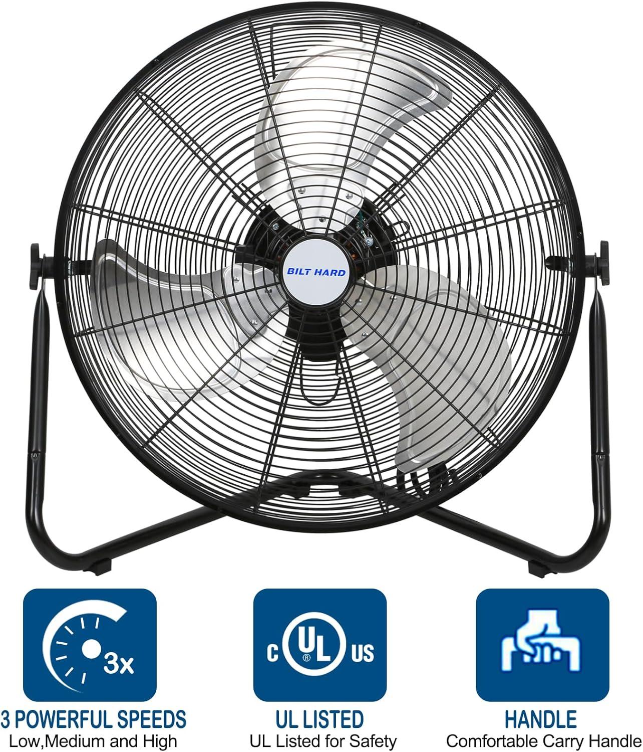 BILT HARD 13000 CFM 30″ High Velocity Drum Fan, 2-Speed Heavy Duty ...