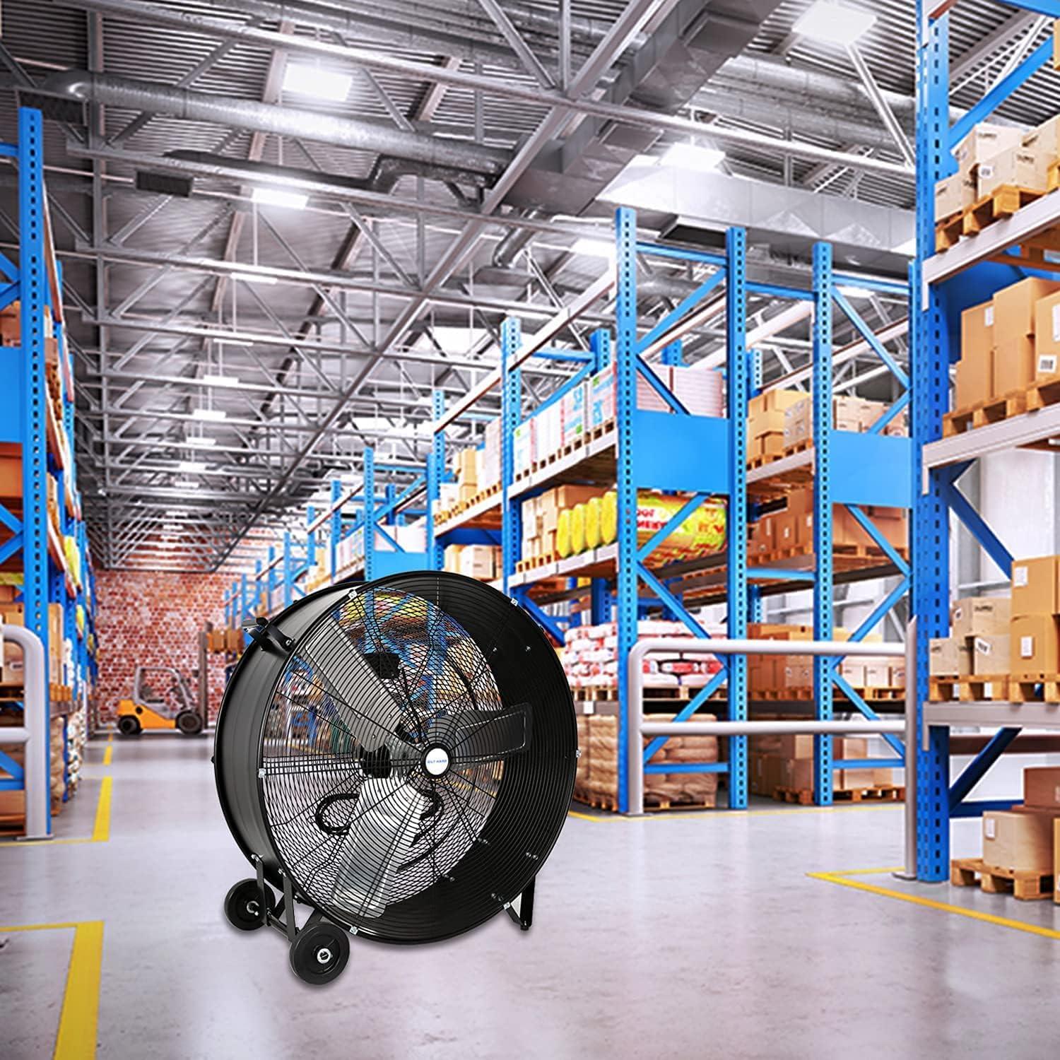 BILT HARD 13000 CFM 30″ High Velocity Drum Fan, 2-Speed Heavy Duty ...